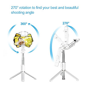 Ambertronix 40" Lighted Selfie Stick Tripod, Removable Bluetooth Remote, 3 Light Modes, 6 Brightness Levels, Lightweight, Portable, Compatible with All iPhone & Android Devices, White (2022Upgrade)