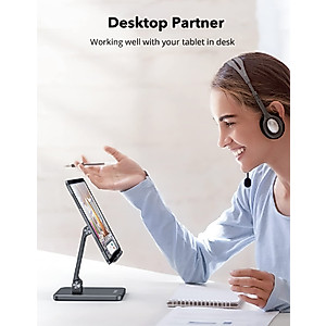 THREEKEY Tablet Stand,Cell Phone Stand, Metal Adjustable Phone Holder for Desk Compatible with iPhone iPad Mini/Air/Pro and All 4.7-11.9 Inch Tablet and Phone