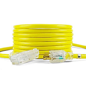 ACKING 25ft Power Equipment Nema L5-30P to Three 5-15R Generator Extension Cord ，3 Prong 10 Gauge Flexible Generator Cable ，30Amp 125Volt Weather Resistant Generator Power Outlet Cord up to 3750 Watts