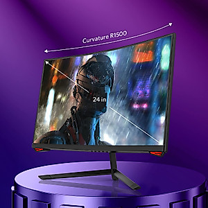 Fiodio 24” Gaming Monitor, with 165Hz Refresh Rate, 1920 * 1080P Full HD, Adaptive Sync, MPRT 1ms, HDMI and DP Inputs (DP Cable Included), Flat, Black (24H2G)