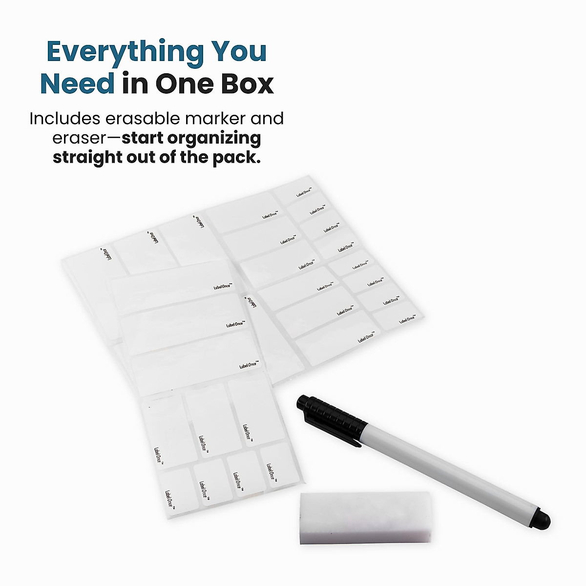 Jokari Label Erasable Food Labels with Markers, 70 Assorted Labels