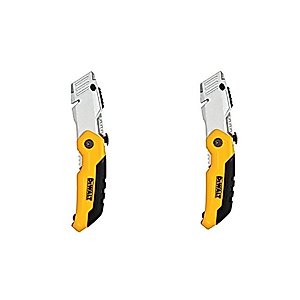 DEWALT DWHT10035L Folding Retractable Utility Knife (Pack of 2), Black / Yellow