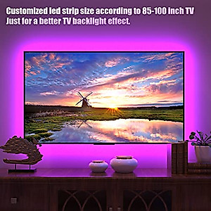 PANGTON VILLA Led Strip Lights 23ft for 85-100in TV, LED TV Backlight Kit with Remote - 16 Color 5050 LEDs Bias Lighting for HDTV
