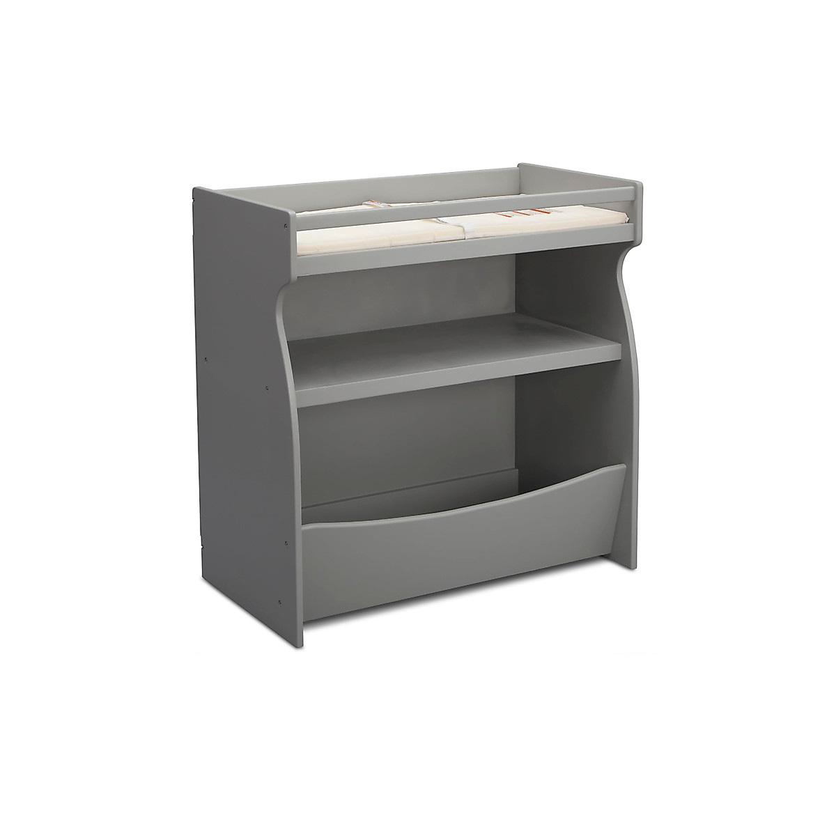 Delta Children 2-in-1 Changing Table and Storage Unit with Changing Pad, Grey