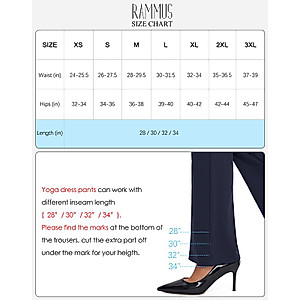 Rammus Womens Straight Leg Casual Pants with Zipper Pockets Stretch Dress Work Pants for Women Business Office Slacks Black