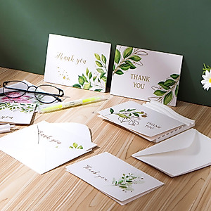 Yowmins Thank You Cards With Envelopes, Spring Cards, Wildflower Thank You Cards Notes, for Wedding, Birthday, Bridal Shower, Ivory, 6 x 4 Inch, Set of 48