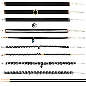 shynek Choker Necklace for Women, 12 Pcs Black Choker Necklace Set Black Lace Tattoo Velvet Chokers for Women and Teen Girls