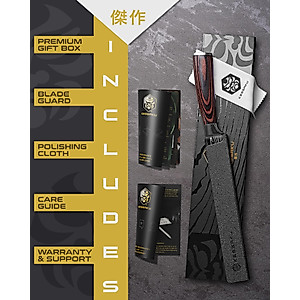 KESSAKU Serrated Bread Knife - 8 inch - Samurai Series - Razor Sharp Kitchen Knife - Forged 7Cr17MoV High Carbon Stainless Steel - Wood Handle with Blade Guard