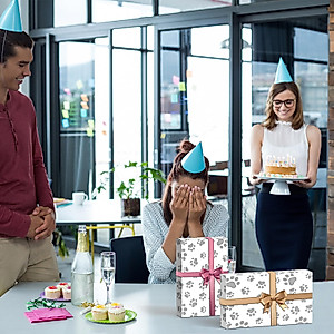 30pcs Dog Paw Tissue Paper, 20x14in Cute Paw Print Tissue Paper Puppy Paws Tissue Paper Sheets Gift Wrapping Tissue Paper for Gift Packaging Wedding Birthday Party Supplies(Silver)