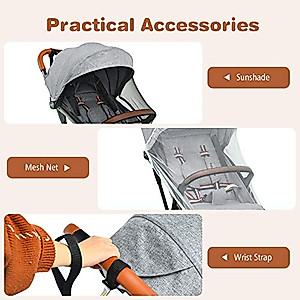 BABY JOY Lightweight Baby Stroller, Compact Toddler Travel Stroller for Airplane, Infant Stroller w/ 5-Point Harness, Adjustable Backrest/Footrest/Canopy, Storage Basket, Easy One-Hand Fold, Gray