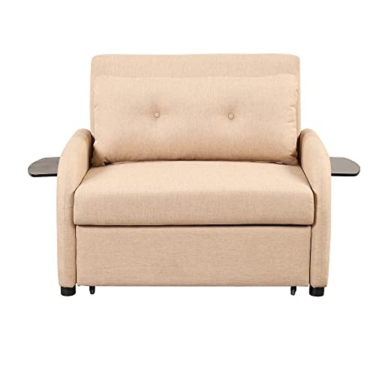 3 in 1 Convertible Loveseat Sofa with Pull-Out Sleeper&Adjsutable Backrest,Multi-Functional Folding Recliner Accent Futon Sofá Chair,Upholstered Lounge Chaise Couch Armchair for Living Room