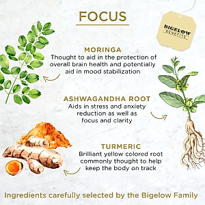 Bigelow Benefits Focus Moringa & Black Tea, Caffeinated, 18 Count (Pack of 6), 108 Total Tea Bags