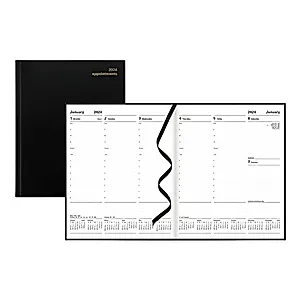 Letts of London Principal Weekly Planner, 12 Months, January to December, 2024, Week-to-View with Appointments, Quarto Size, 10.25" x 8.25", Black (C30YABK-24)