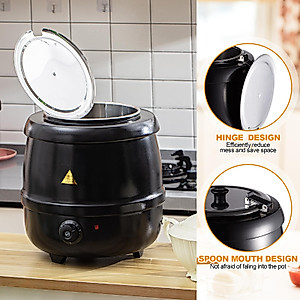 Suclain 1 Electric Soup Warmer 10.5 Quart Large Commercial Soup Kettle Warmer with 2 Ladles Stainless Steel Hinged Lid Detachable Pot Portable Electric Soup Pot for Family Gathering Restaurant