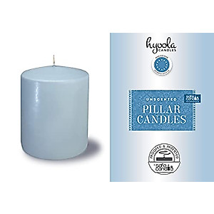 Hyoola Ice Blue Pillar Candles 2 x 3 Inch - 4 Pack Unscented Pillar Candles Bulk - European Made