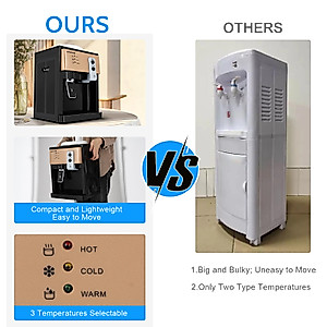 Top Loading Water Cooler Dispenser, 5 Gallon Water Dispenser w/ 3 Temperature Setting, Hot & Cold Water Dispenser for Home, Office & Dormitory (Gold)