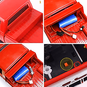 YIKESHU RC Rock Crawler WPL C24 RC Truck 4x4 1/16 RC Crawler Off Road All Terrain Car Proportional Throttle Steering Hobby RC Toy Climb Semi Truck LED Light RTR Trailer (Red)