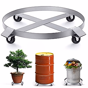 Drum Dolly 55 Gallon Trash Can Dolly Heavy Duty 1000 Pound Barrel Dolly with Swivel Casters Wheel Steel Frame Dolly Non Tipping Hand Truck Capacity Dollies