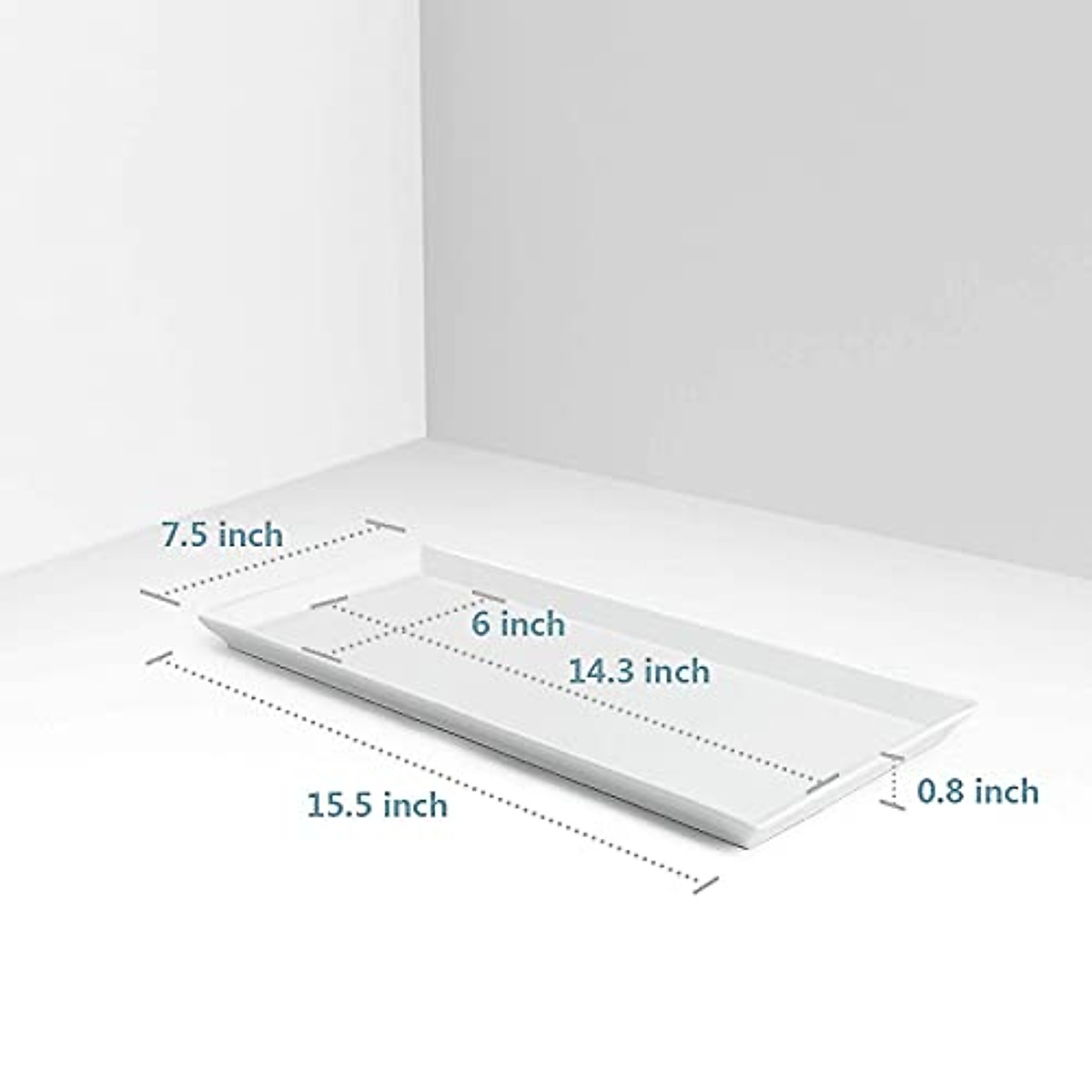 Sweese 702.101 Rectangular Porcelain Platters, Serving Trays for Parties - 13.8 Inch, Set of 4, White