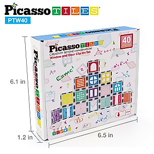 PicassoTiles Magnetic Tile Clip-in Window and Door Expansion Set, Magnetic Block Add-ons, Magnet Building Construction Toys, STEM Education Learning Stacking Block, Toddler Boys & Girls