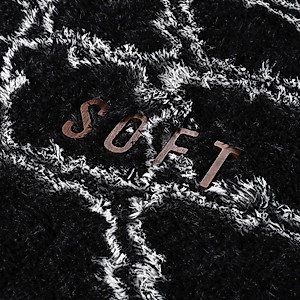 Hutha 6x9 Shag Large Area Rugs for Living Room, Black and White Modern Super Soft Bedroom Carpet, Moroccan Luxury Geometric Plush Fluffy Rug for Kids Nursery Girls Room Indoor Home Decor