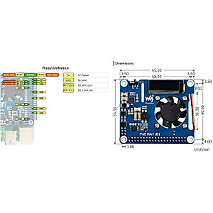POE HAT (B) for Raspberry Pi 4B/3B+,Power Over Ethernet HAT with 0.91" OLED,Support 802.3af PoE Network,802.3af Power-Sourcing Equipment Required