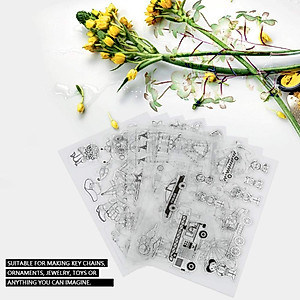 8pcs Shrink Sheet, Heat Shrinky Sheets Creative Pack Shrinky Art Paper with Pattern Shrinkable DIY Hand Made Craft Tool for Boys and Girls(Boy's Style)