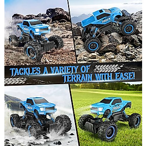 DOUBLE E 1/12 Scale Remote Control Monster Trucks - 2.4Ghz Off Road RC Trucks, Toys Gifts for Boys Age 6-10