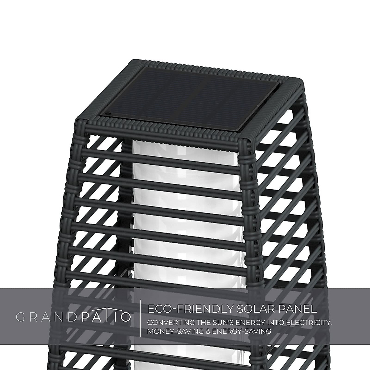 Grand patio Outdoor Solar-Powered Floor Lamp Weather-Resistant Wicker Woven Lights for Deck, Garden, Lawn, Driveway, Pool, Porch - Medium Crossover