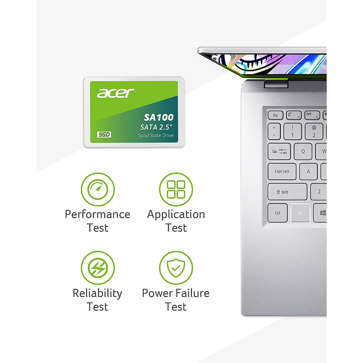 acer SA100 480GB 2.5 Inch SATA SSD Internal Solid State Drive, Up to 560MB/s Read - BL.9BWWA.103