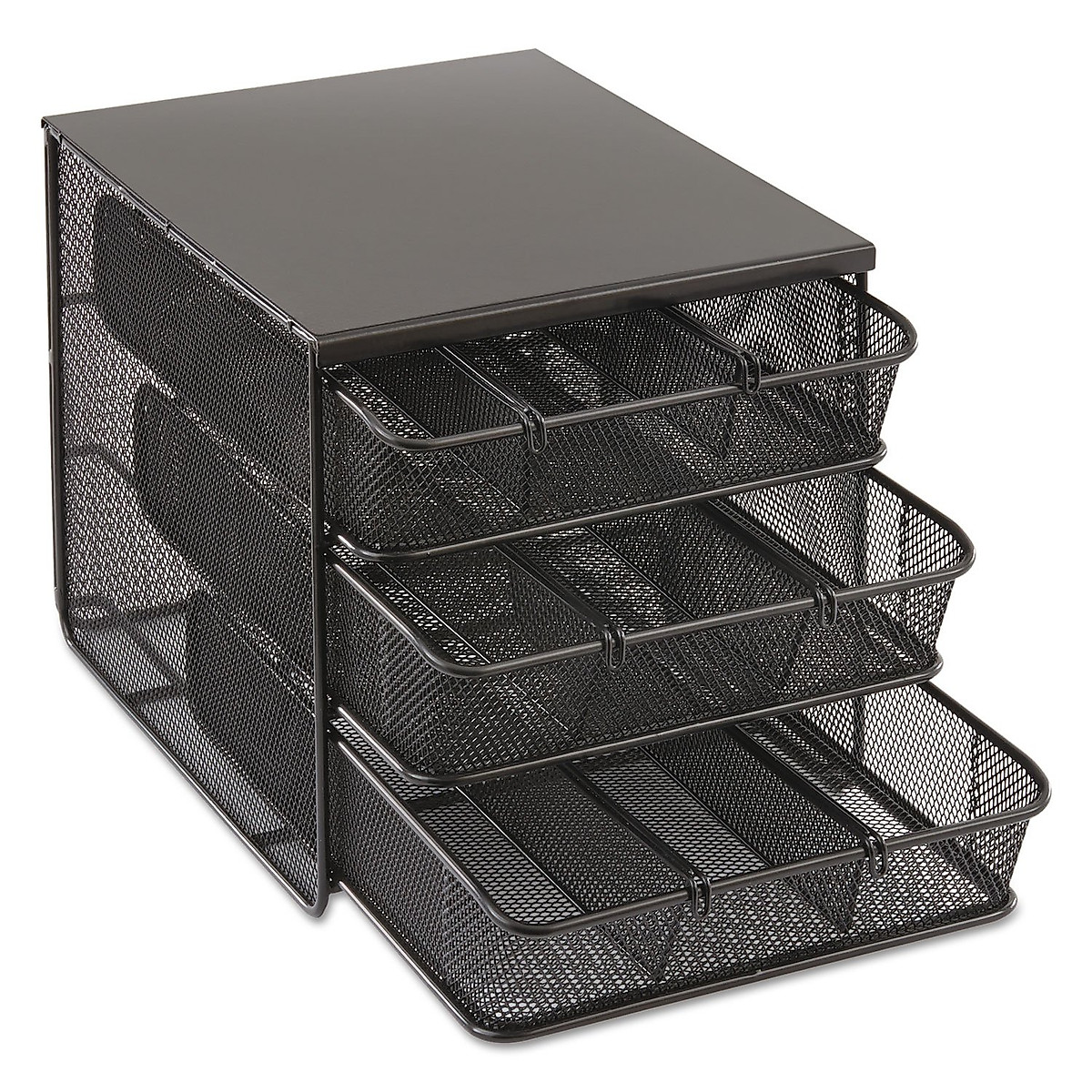 Safco Products 3275BL Onyx Mesh Hospitality Organizer, 3 Drawer, Black