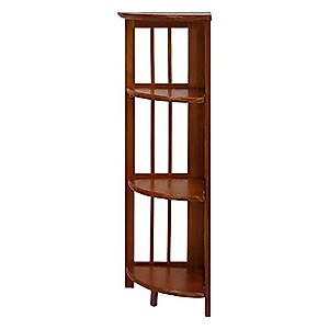 Casual Home 4-Shelf Corner Folding Bookcase, Honey Oak