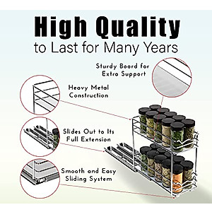 HOLDN’ STORAGE Spice Rack Organizer for Cabinet, Heavy Duty - Pull Out Spice Rack 5 Year Warranty - Spice Organization 4-1/2"Wx10-3/8 Dx8-7/8 H - Spice Racks for Inside Cabinets & Pantry Closet