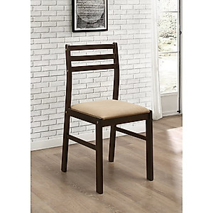 Coaster Home Furnishings 3-Piece Round Wood Dining Room Set Drop Leaf Extension Table Ladder Back Side Chairs Upholstered Seat Cushions Cappuccino and Tan 130005