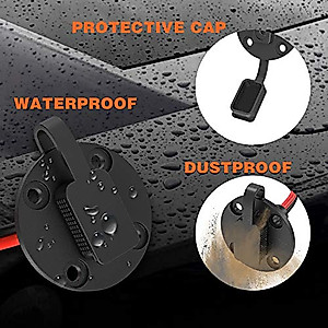 Kohree SAE Power Socket Sidewall Port Connector, 2 Pin SAE Quick Connect Solar Panel Flush Mount Connector Plug Cable Weatherproof 12AWG 13.2" w/ 8 Screws for Solar Generator Battery Charger, 2 Pcs