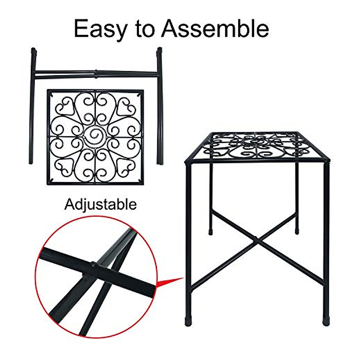 TLBTEK 2 pcs Planter Stand,Metal Round Potted Plant Stands Indoor&Outdoor Multiple ,Modern Flower Pot Stand Holder Rack Planter Display for Home,Kitchen,Patio,Garden, Corner, Balcony and Bedroom (Style 1)