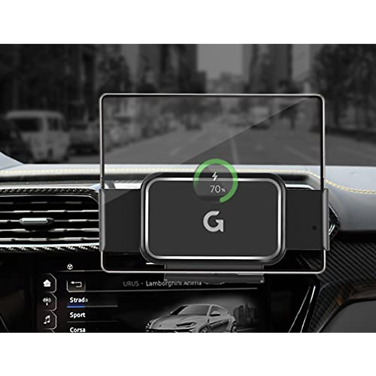 Gaze Wide H Wireless Car Charger for Galaxy Z Fold 3, Fold 4, iPhone 13 Pro Max, Landscape Smartphone Mount, 15W Qi Fast Charging, Dashboard Air Vent Mount