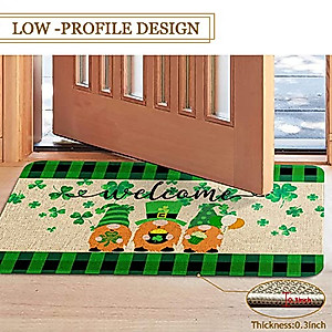 Roszwtit St Patricks Day Door Mat 30 X 17 Inch St Patricks Day Gnome Doormat Indoor Outdoor Entrance Floor Mat Non Slip Rubber Welcome Mats