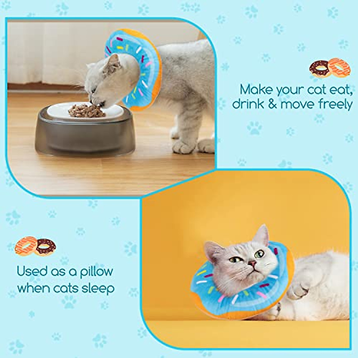 Cat Cone Collar Soft, Nobleza Adjustable Cute Donut Pet Recovery Collar for Wound Healing, Comfy Alternative Elizabethan Collar Medical Neck Pillow After Surgery for Cat, Kitty, Puppy, Small Dog
