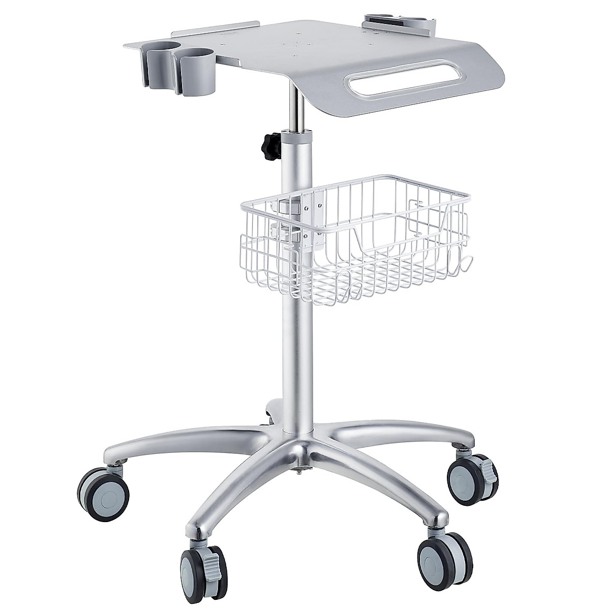 VEVOR Medical Cart Mobile Trolley Cart with Wheels 29.5"-41.3" Height Adjustable Stainless Steel Dental Cart Rolling Desktop Lab Cart with 16.5"× 15.7" Large Tabletop
