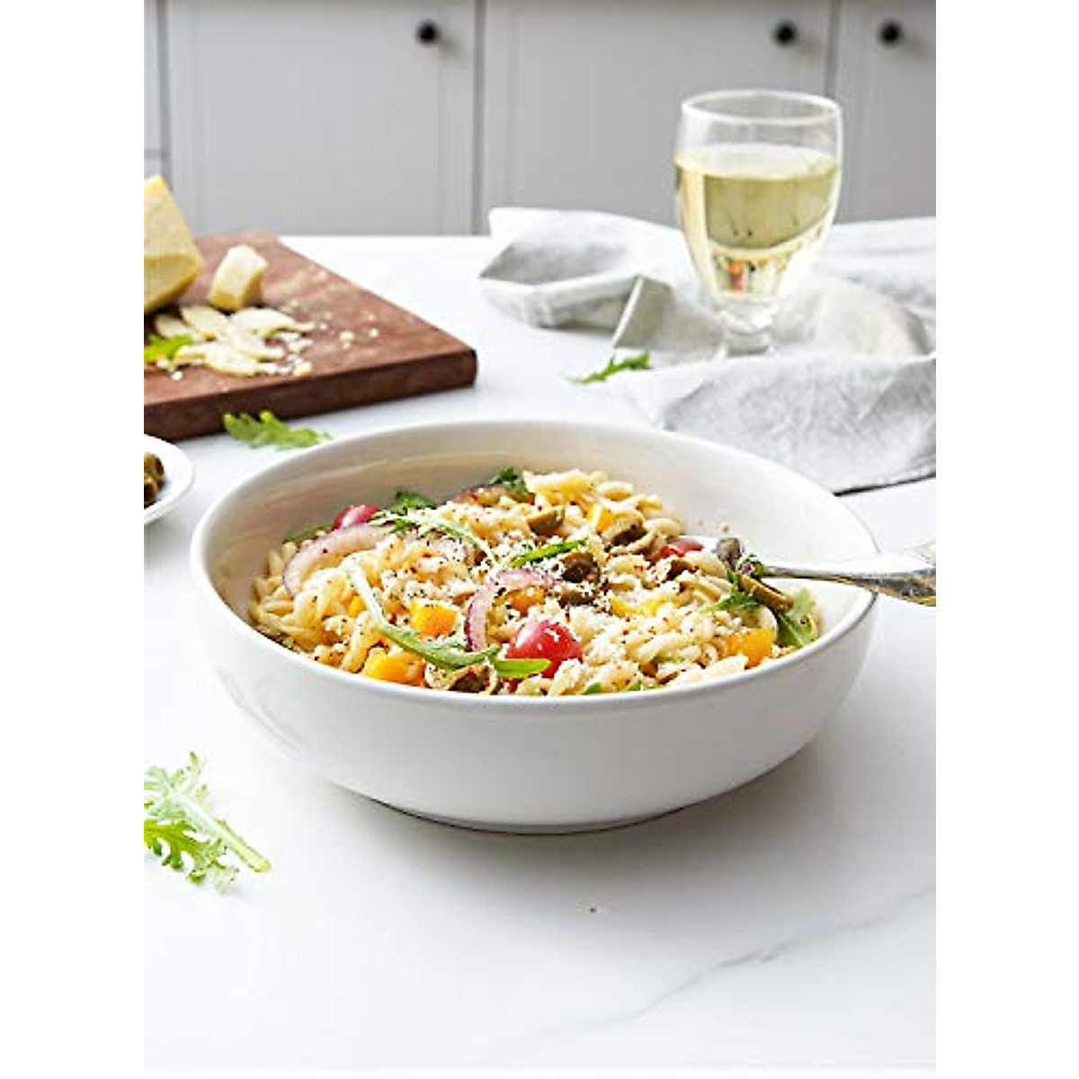 LE TAUCI Pasta Bowls 45 OZ, Large Salad Bowls and Serving Bowls, Soup Bowl, Ceramic Pasta Plates - 8.5 Inch, Set of 4, White