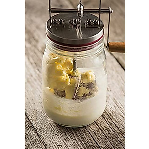 1.5 Liters Manual Butter Churner - Wooden Handle Shakes Stainless Steel Gear Manual Butter Maker, Butter Churner Hand Crank Mason Jar, Baking of Top Gadgets Butter Maker Cream Mixer