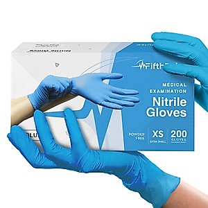 Blue Nitrile Disposable Gloves X Small, 200 Count - Latex Free Medical Gloves, Dental and Surgical Grade - Powder Free Rubber Gloves