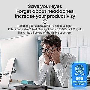 VINTEZ Universal Blue Light Blocking Screen Protector Panel for 19, 19.5 inch Diagonal LED PC Monitor Anti-UV Eye Protection Filter Film - Widescreen Monitor Frame Hanging Type (W 17.3" X H 11.4")