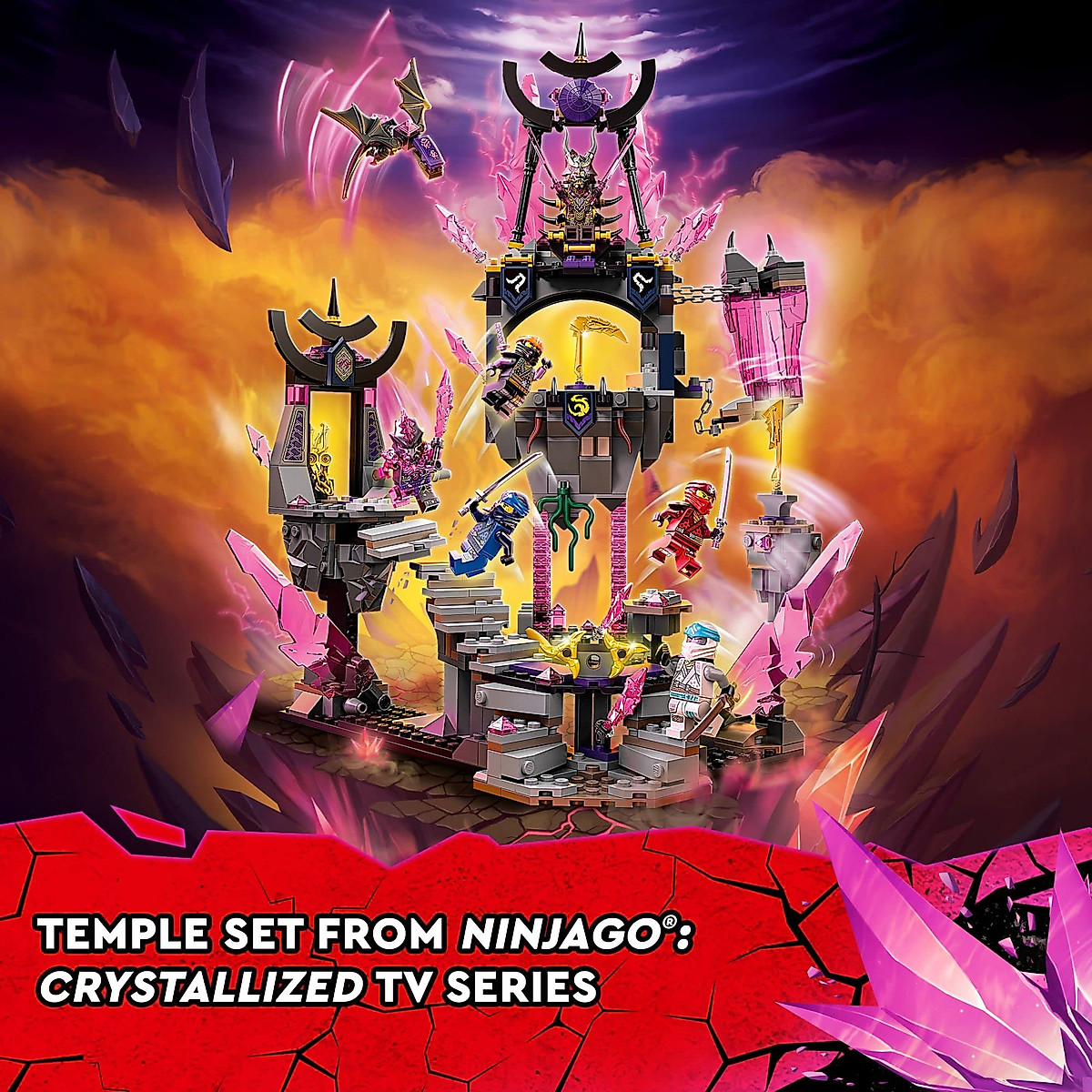 LEGO NINJAGO The Crystal King Temple Action Playset, 71771 Buildable Ninja Toy for Kids 8 Plus Years Old with Cole, Zane, Kai and Jay Minifigures