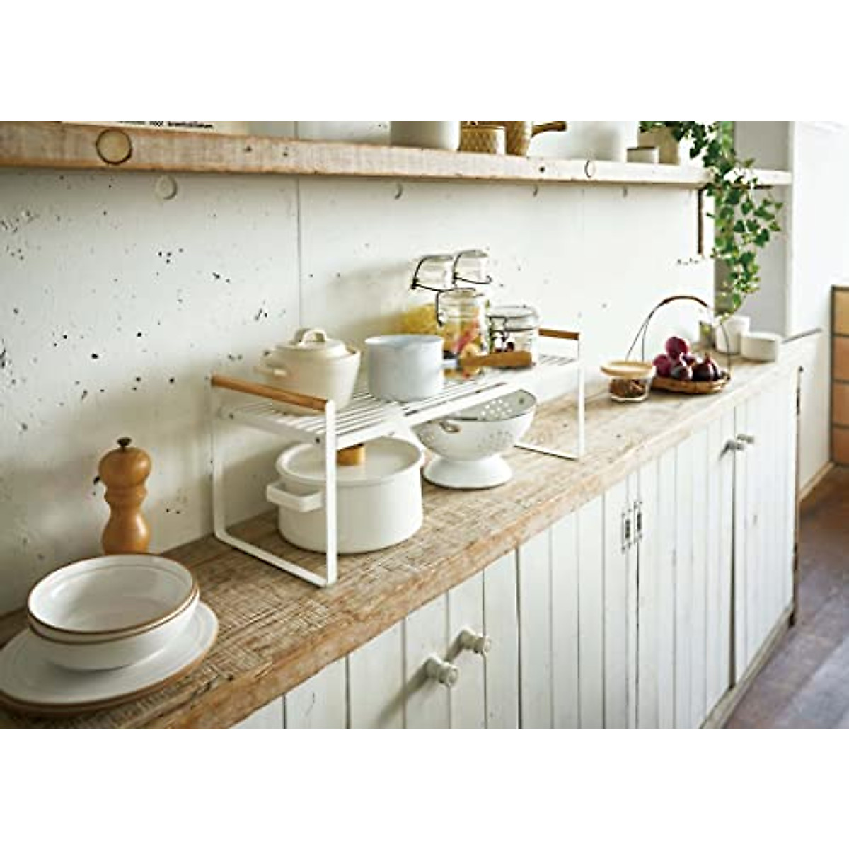 YAMAZAKI home Wired Organizer Rack-Kitchen Storage Shelves, One Size, White - 3803