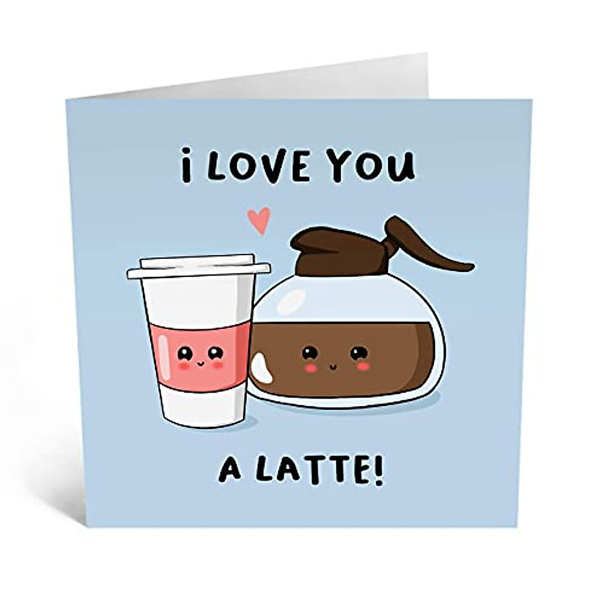 CENTRAL 23 Cute Anniversary Card for Boyfriend Girlfriend - I Love You A Latte - Coffee Pun - Cute Valentine's Day Card For Husband, Wife - I Love You Gifts for Men Women - Comes With Stickers