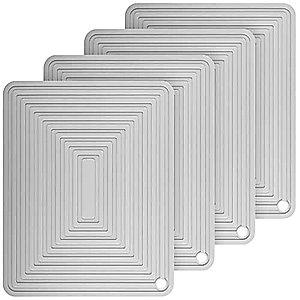 Viwehots Trivets for Hot Dishes-Pots and Pans, Heat Resistant Mats-Pot Holders, Flexible Silicone Hot Pads for Kitchen Table, Non Slip Silicone Mats Placemats, Rectangular Trivet Mat Pack 4 Light Gray