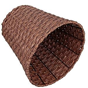 Cabilock Wicker Waste Basket Woven Trash Can Round Decorative Garbage Waste Bin Plastic Dirty Clothes Basket Storage Basket for Bedroom Bathroom Kitchen Home Office Coffee