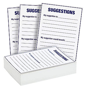 Best Paper Greetings 100-Sheet Bulk Suggestion Box Cards, 4 x 6 Blank Refill Forms for Customer Feedback, Comment, Benefits, Improvement for Small Businesses Supplies, Restaurants, Church, School